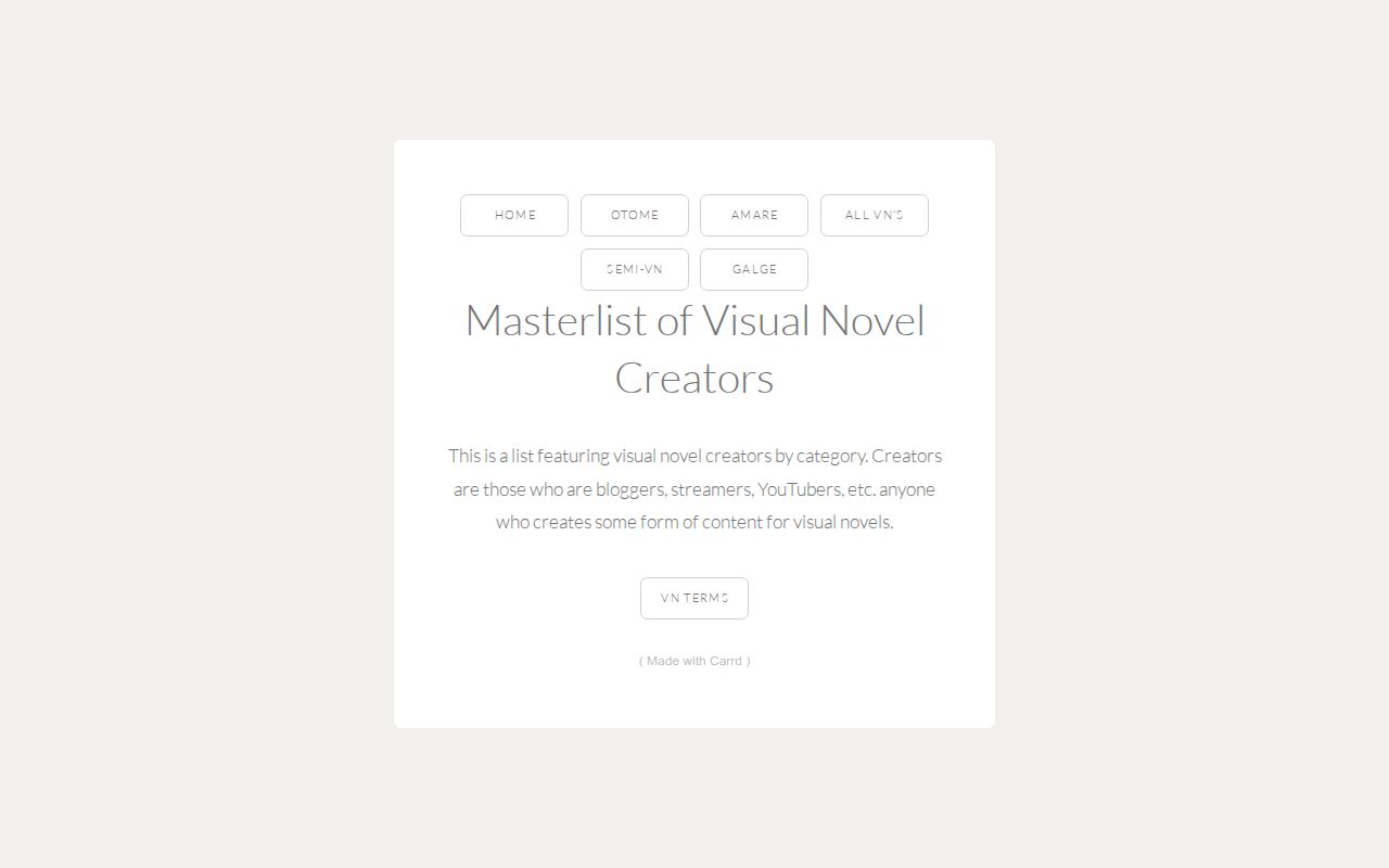 Visual Novel Creator Masterlist